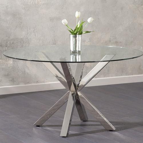Rio Round Glass Dining Table With Oak Legs - Glass Designs