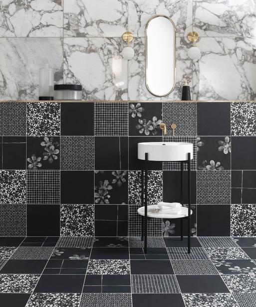 Chymia Patterned Black | Topps Tiles