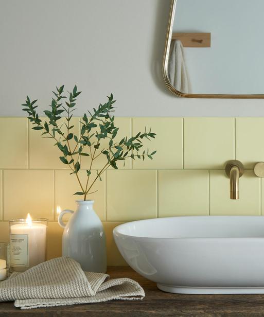 Matrix® Primrose Yellow Gloss Tile (14.8cm x 14.8cm) | Topps Tiles