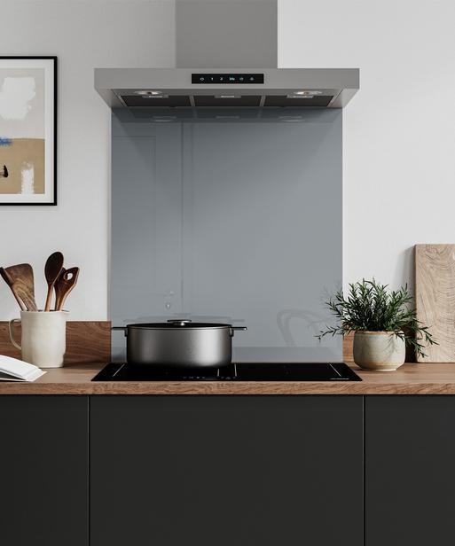 Metallic Pewter Glass Splashback (59.5cm x 74.5cm) | Topps Tiles