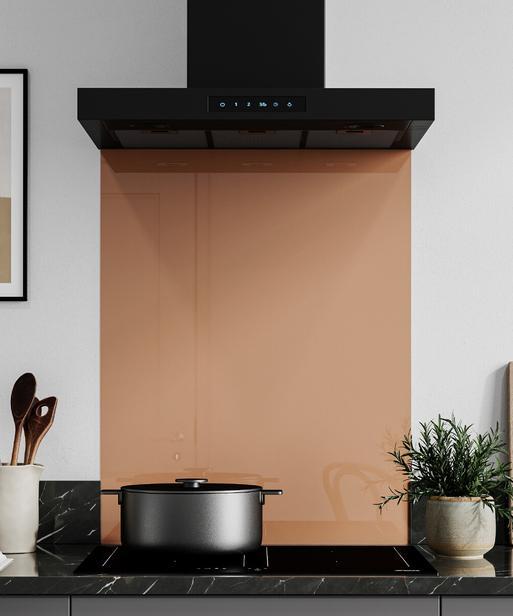 Metallic Copper Glass Splashback (59.5cm x 74.5cm) | Topps Tiles