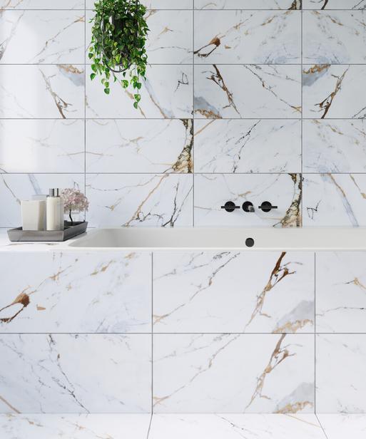 Carven™ White Marble Tile (60cm x 30cm) | Topps Tiles