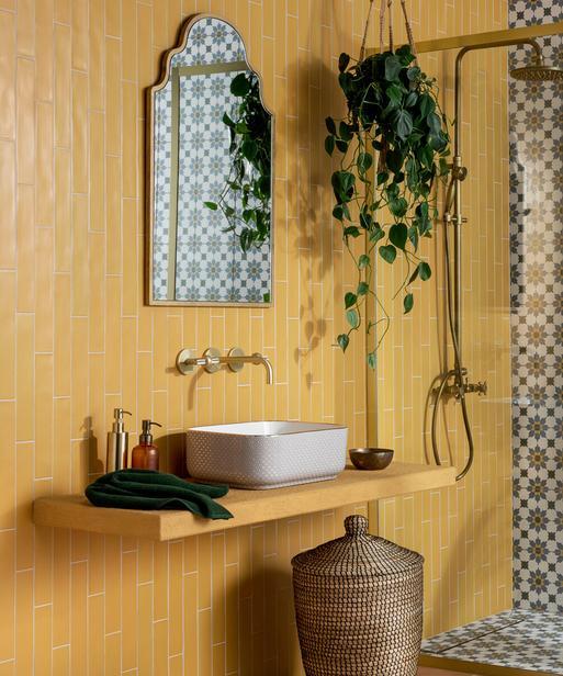 Ribbon™ Mustard Tile (5.3cm x 30cm) | Topps Tiles