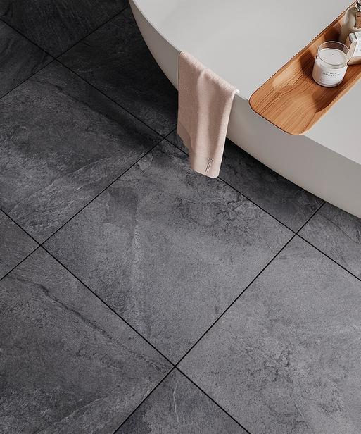 Opalia™ Graphite Tile (60.5cm x 60.5cm) | Topps Tiles