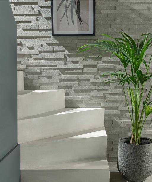 Everscape™ Interlock Marble Stone Grey Tile (60cm x 15cm) | Topps Tiles