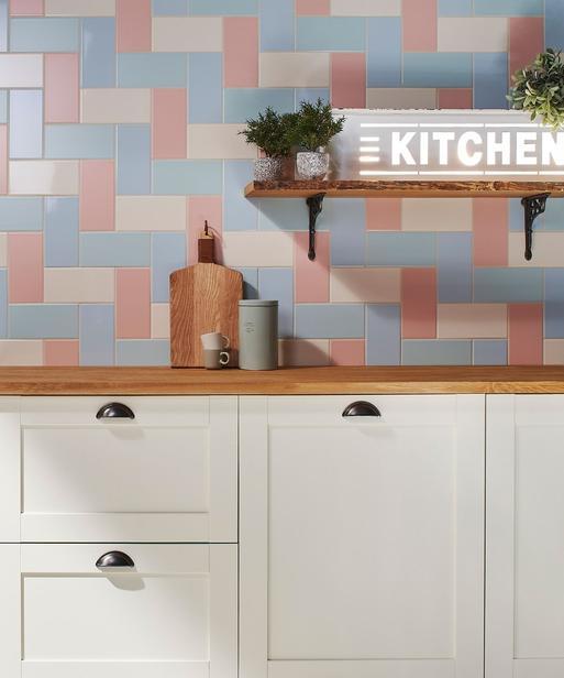 Matrix® Blossom Pink Matt Tile (9.8cm x 19.8cm) | Topps Tiles