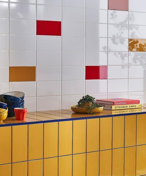 Matrix® Mustard Gloss Tile (9.8cm x 19.8cm) | Topps Tiles