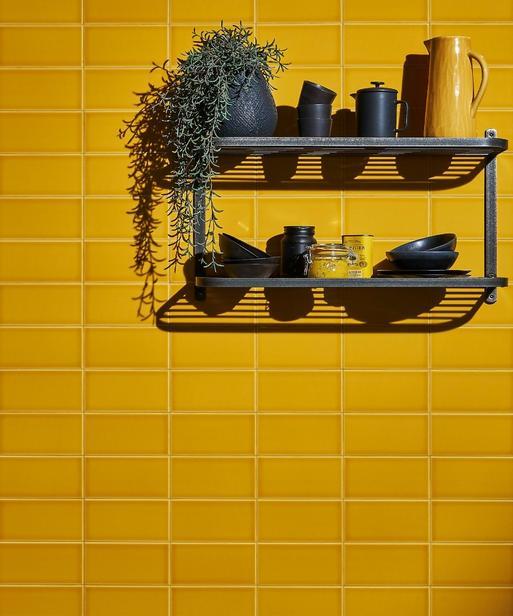 Matrix® Mustard Gloss Tile (9.8cm x 19.8cm) | Topps Tiles