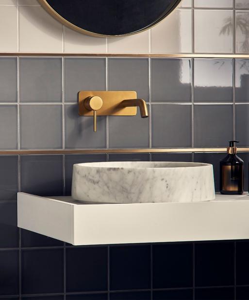 Matrix® Deep Pewter Gloss Tile (14.8cm x 14.8cm) | Topps Tiles