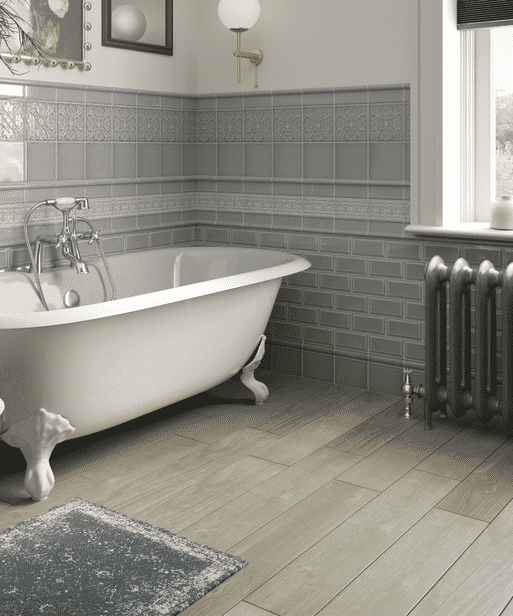 Minton Hollins Roker Sea Mist Plain Tile | Topps Tiles