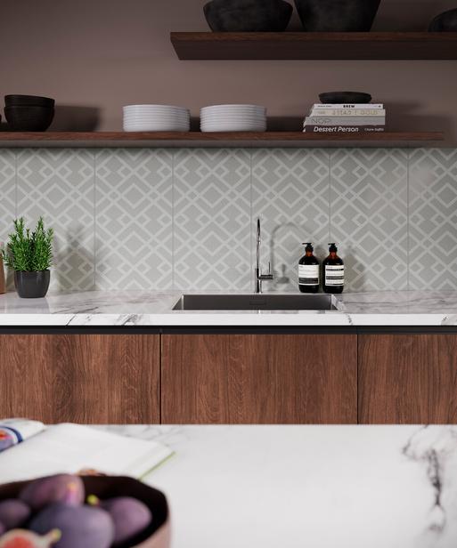 Regal® Grey Etched Geo Tile (29.9cm x 60cm) | Topps Tiles