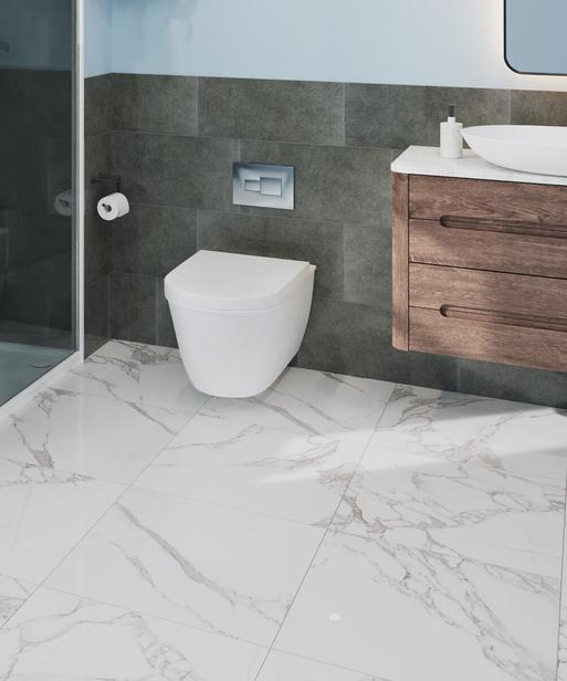 Torrano™ Calacatta Tile (60cm x 60cm) | Topps Tiles