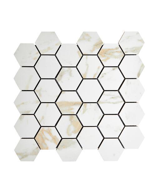Torrano™ Gold Hexagon Mosaic Tile | Topps Tiles