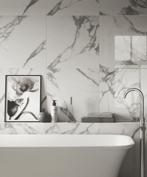 Torrano™ Calacatta Tile (60cm x 60cm) | Topps Tiles