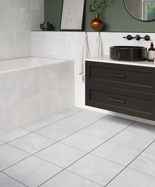 Vernon Silver Tile (33cm x 33cm) | Topps Tiles