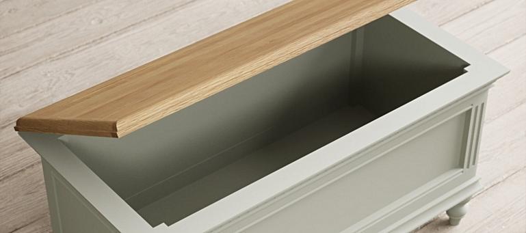 Francis Oak and Soft Green Painted Blanket Box | Oak Furniture Superstore