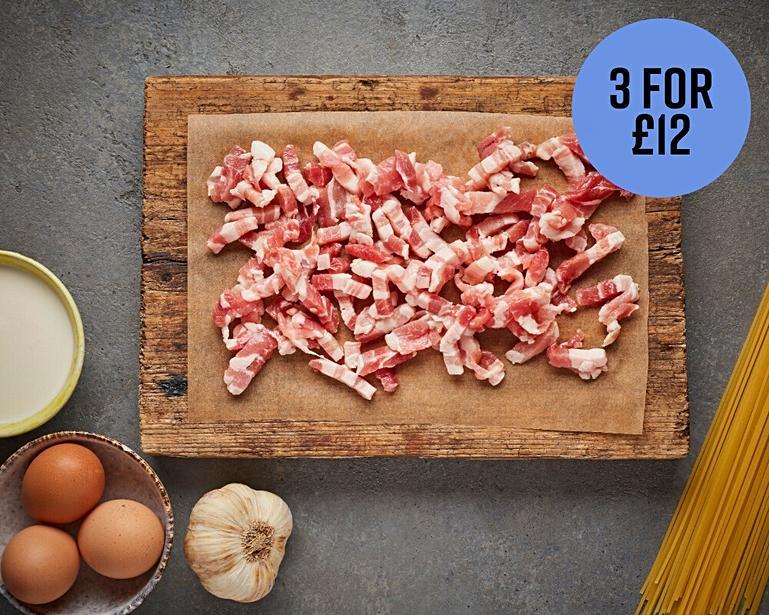 Dry Cured Smoked Streaky Bacon Lardons (200g) | field&flower Meat