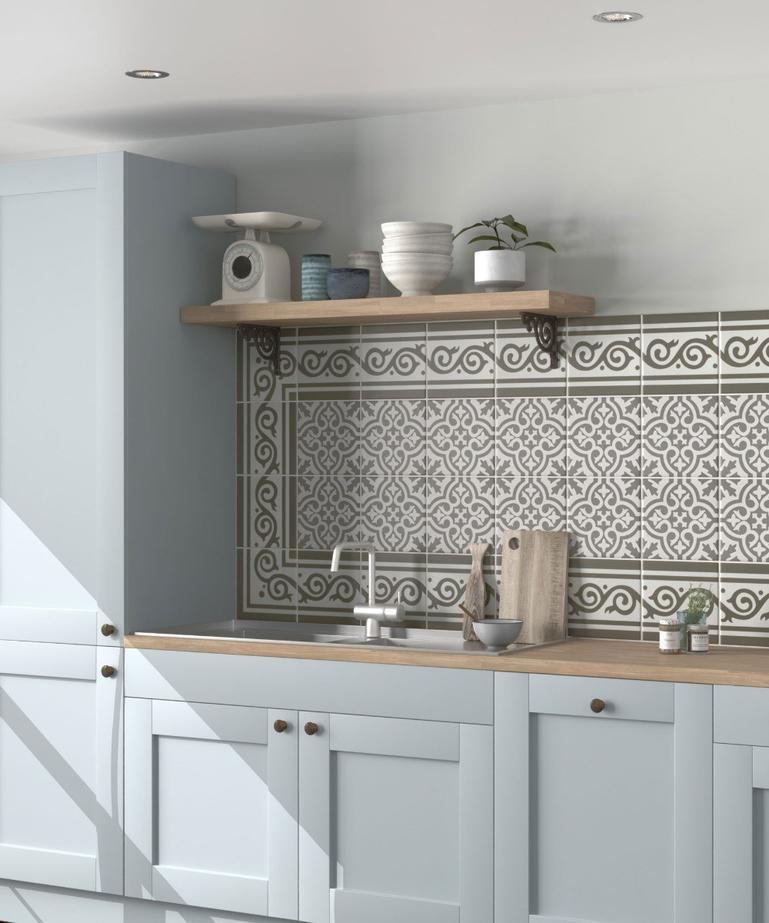 Statements™ Berkeley™ Charcoal Border Tile | Topps Tiles