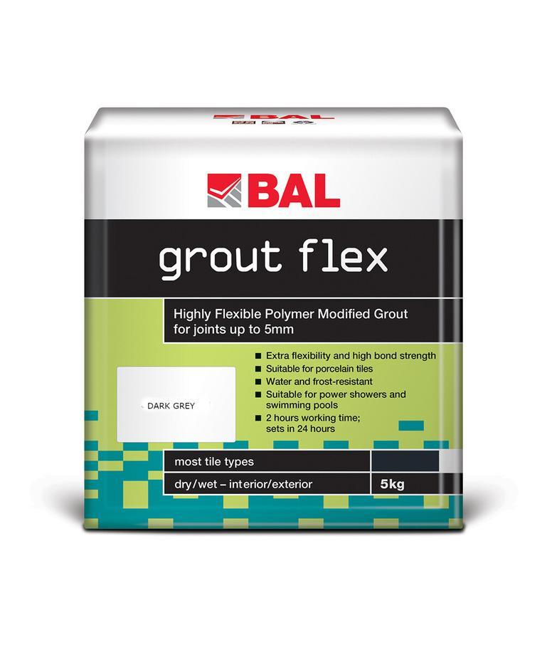 BAL Grout Flex Dark Grey 5kg | Topps Tiles