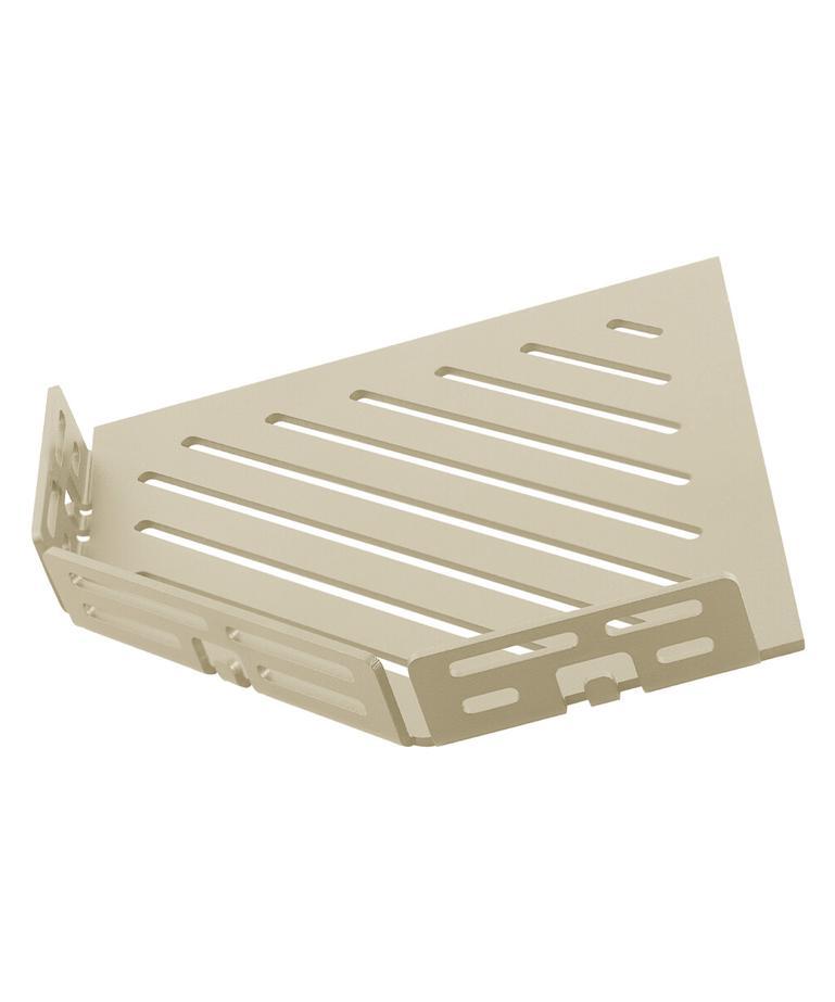 Dural Pentagonal Corner Shelf With Railing and Hanger | Topps Tiles