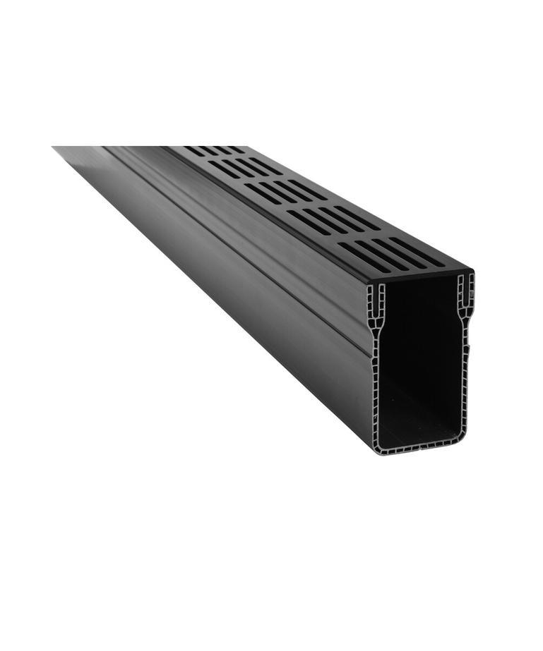 Dural U-Drain Pro 65mm Wide Drainage Channel 1m Black | Topps Tiles