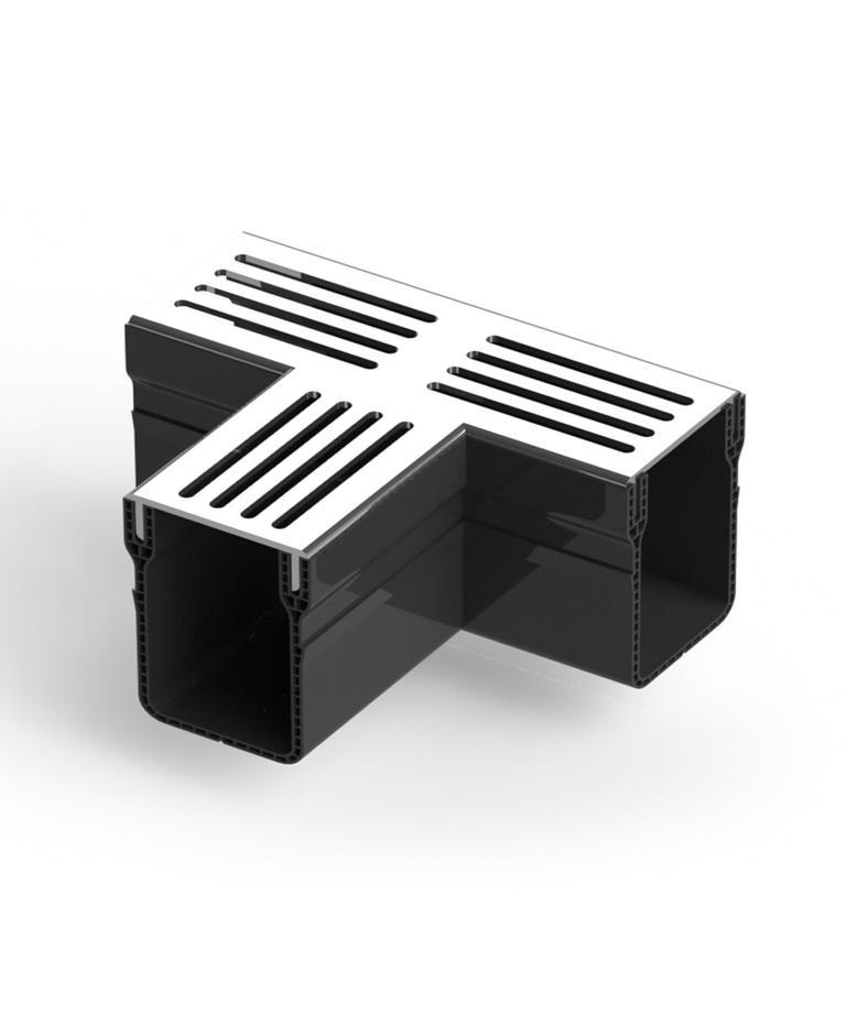 Dural U-Drain Pro 65mm Wide T-Piece Connector Silver | Topps Tiles