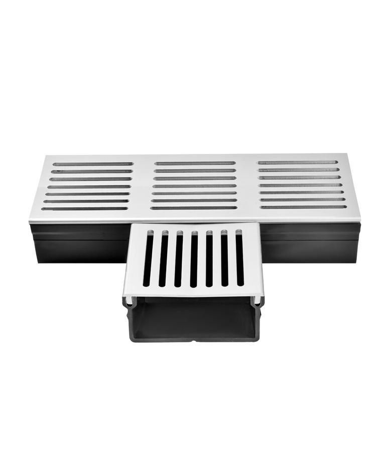 Dural U-Drain Pro 105mm Wide T-Piece Connector Silver | Topps Tiles