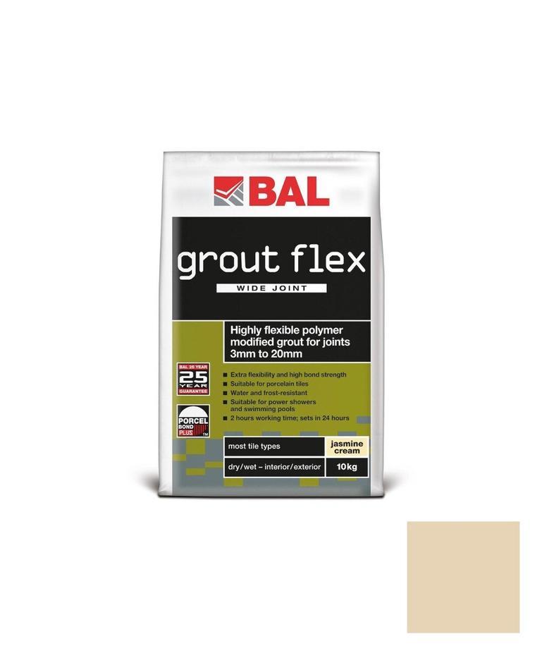 BAL Grout Flex Wide Joint Jasmine Cream 10kg | Topps Tiles