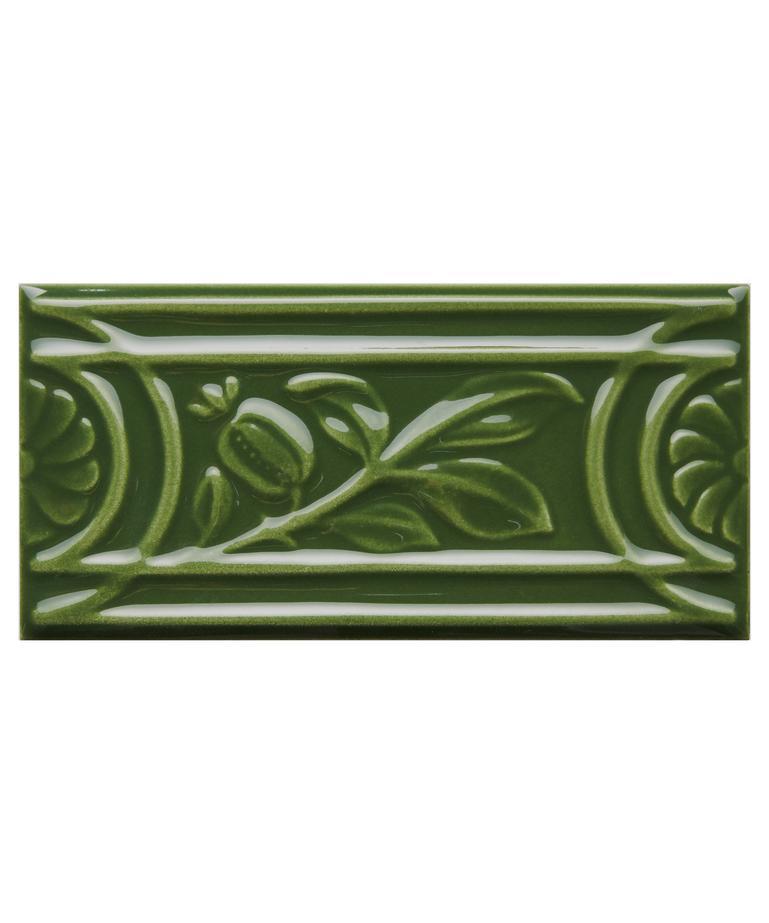 Minton Hollins Dark Green Rolling Leaf Tile | Topps Tiles