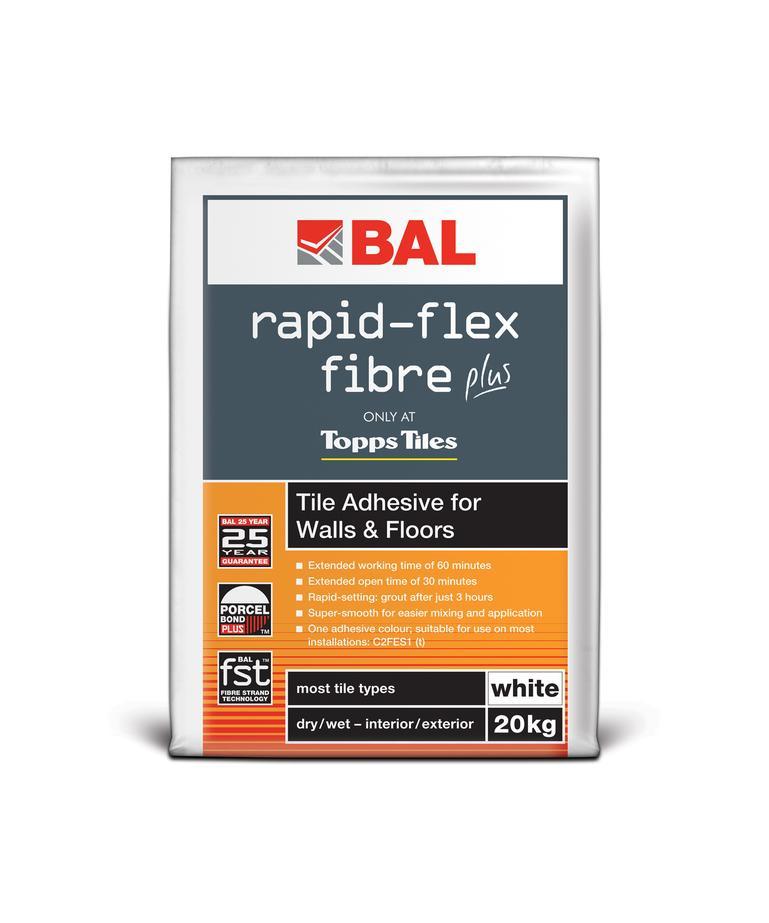 BAL Rapid-Flex Fibre Plus White S1 Adhesive 20kg | Topps Tiles