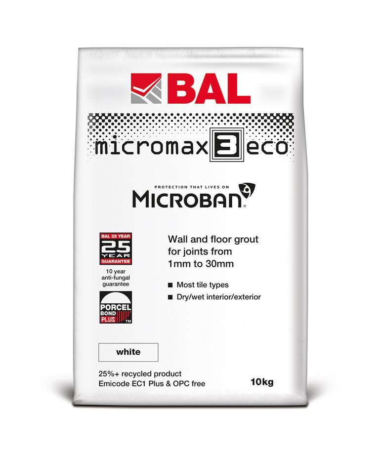 BAL Micromax3 Eco Grout White 10kg | Topps Tiles