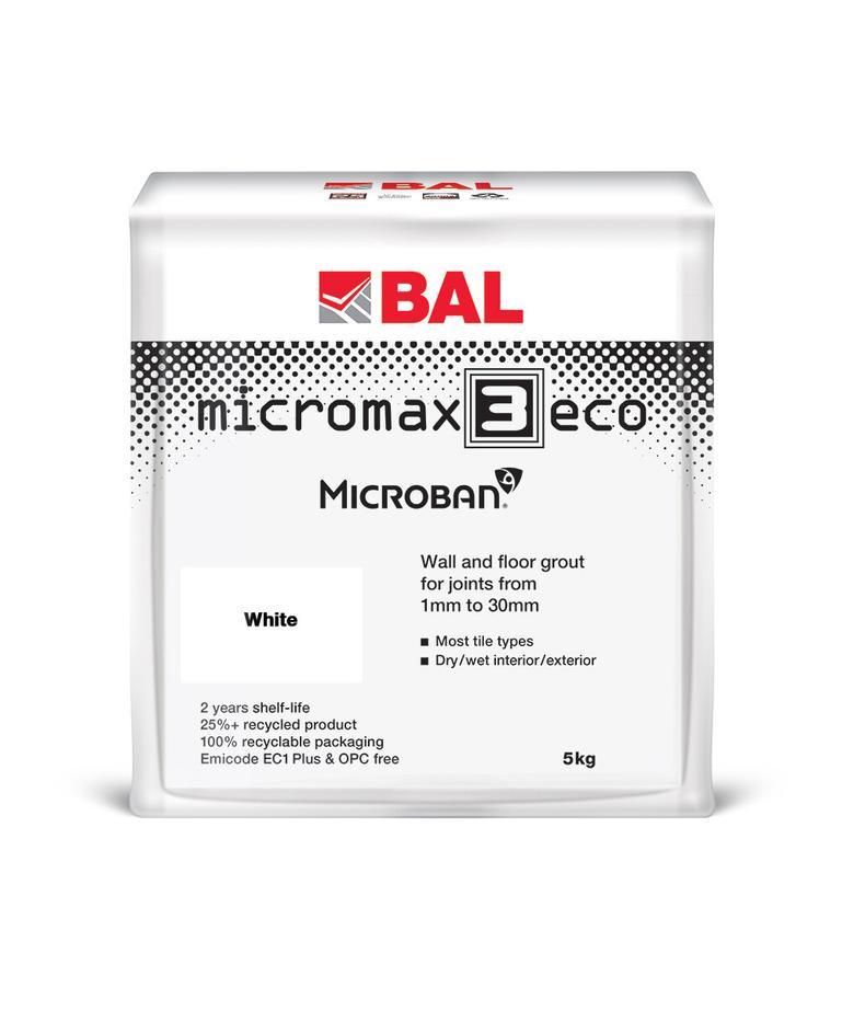 BAL Micromax3 Eco Grout White 5kg | Topps Tiles