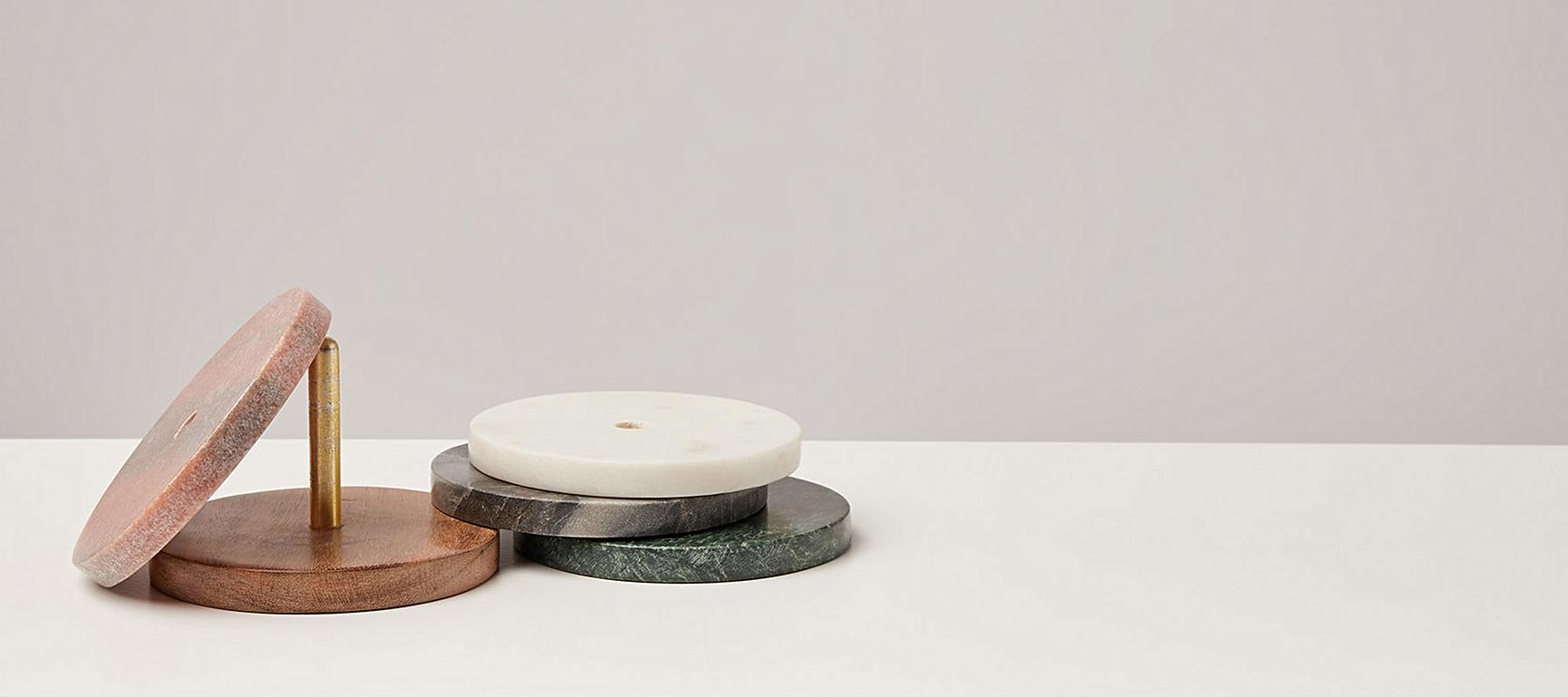 Multicoloured Stacking Marble Coasters Set of Four | Oliver Bonas