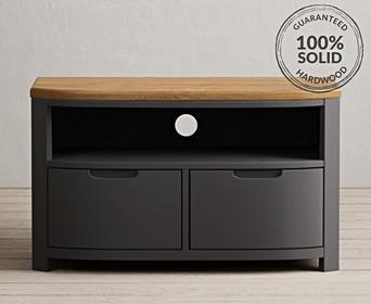 Bradwell Oak and Charcoal Grey Painted Large TV Unit | Oak Furniture ...