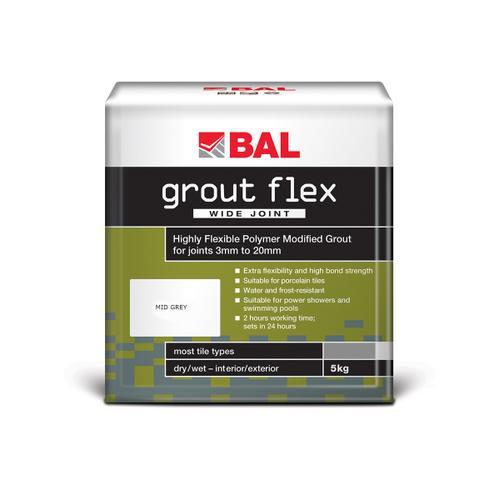 BAL Grout Flex Wide Joint Mid Grey 5kg | Topps Tiles