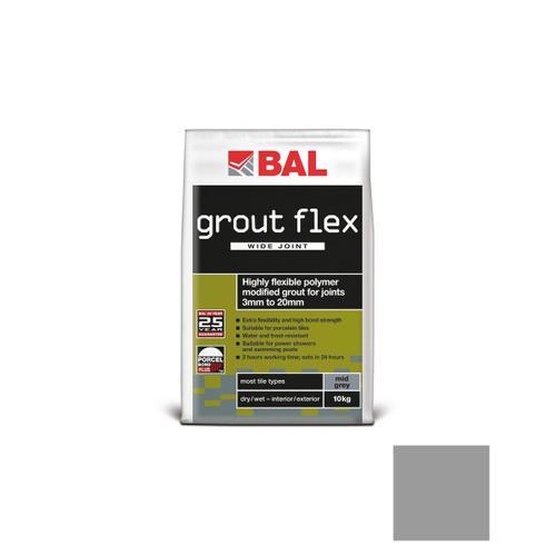 BAL Grout Flex Wide Joint Mid Grey 10kg | Topps Tiles