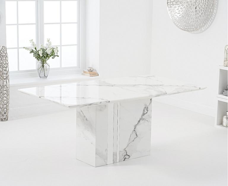 Alicia 180cm White Marble Dining Table | Oak Furniture Superstore