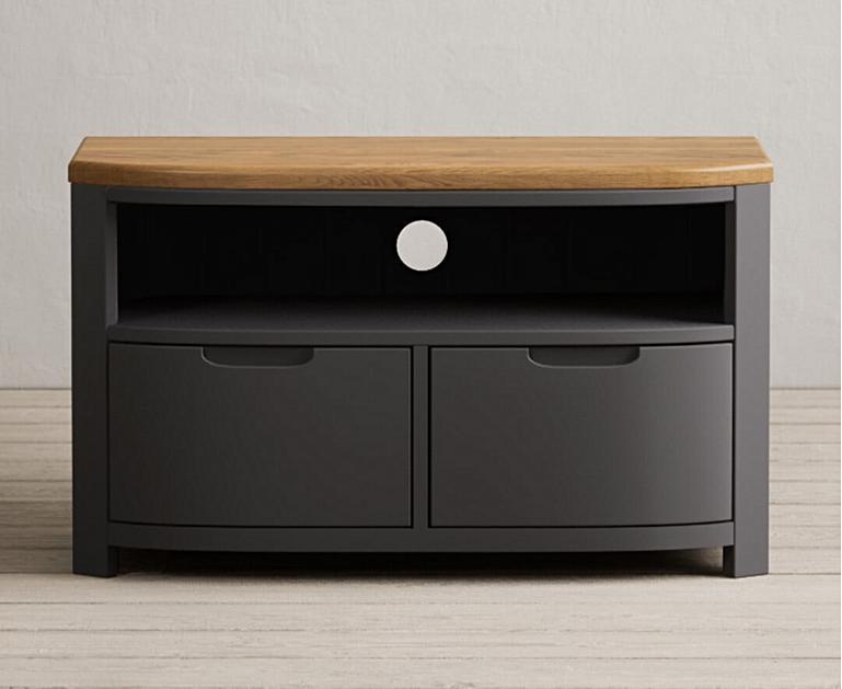 Bradwell Oak and Charcoal Grey Painted Small TV Unit | Oak Furniture ...