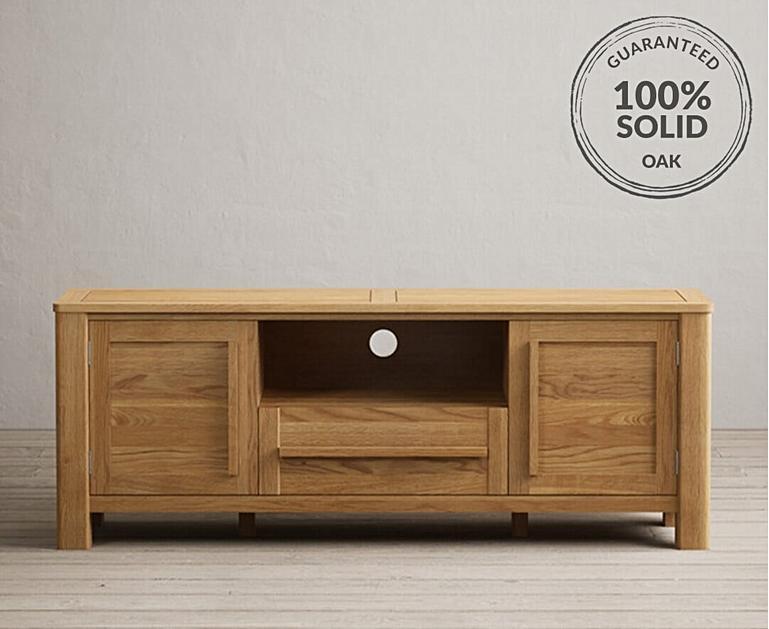 Eclipse Solid Oak Super Wide TV Cabinet | Oak Furniture Superstore