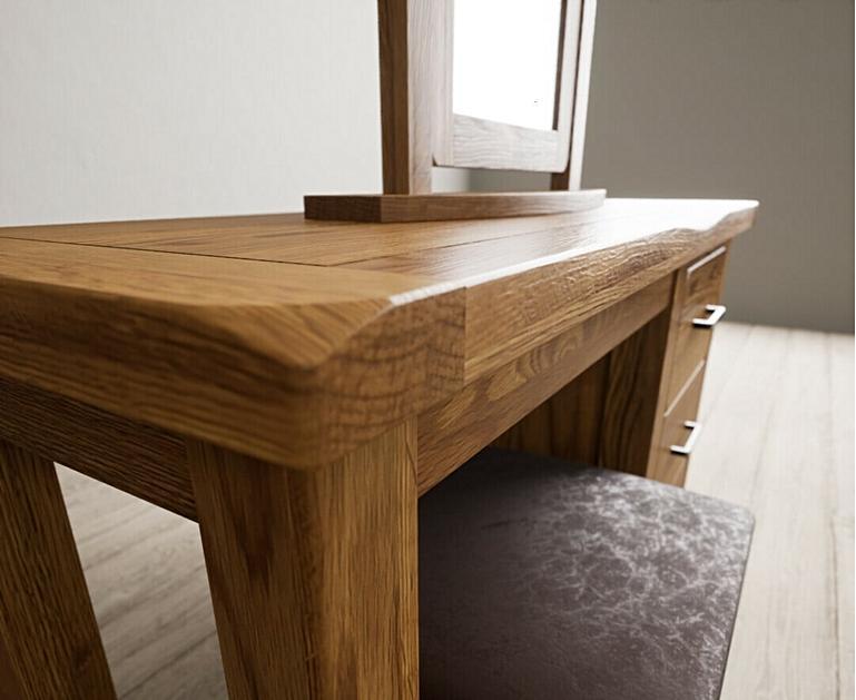 Harrogate Rustic Solid Oak 3 Drawer Dressing Table Set | Oak Furniture ...
