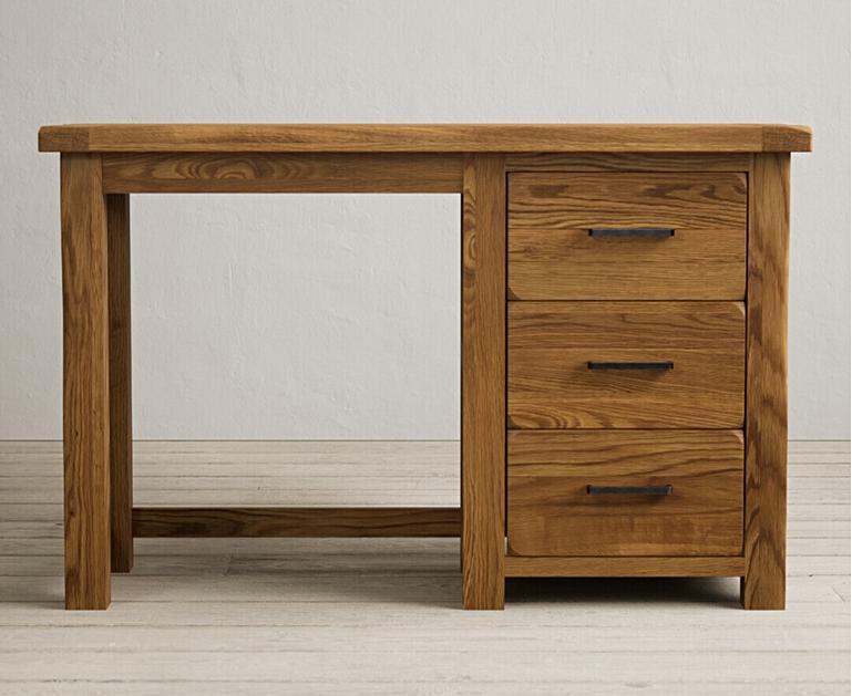 Harrogate Rustic Solid Oak 3 Drawer Dressing Table Set | Oak Furniture ...