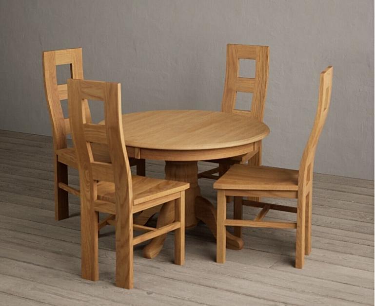 Extending Hertford 100cm - 130cm Solid Oak Pedestal Dining Table with ...