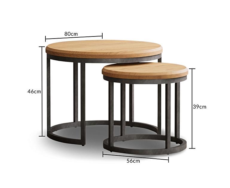 Loft Solid Oak Round Nest of Table | Oak Furniture Superstore