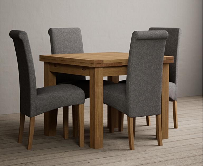 Extending Buxton 90cm Solid Oak Dining Table with Scroll Back Chairs ...