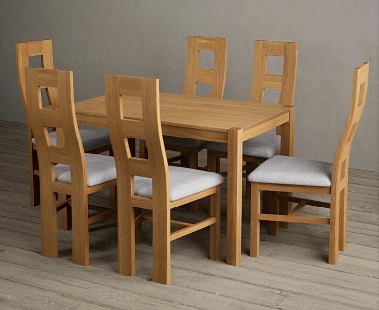 York 120cm Solid Oak Dining Table with Flow Back Chairs | Oak Furniture ...