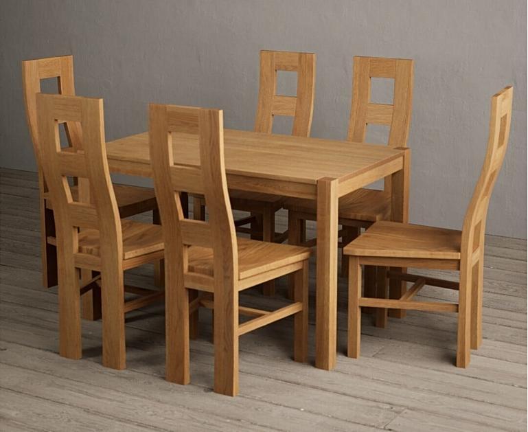 York 120cm Solid Oak Dining Table with Flow Back Chairs | Oak Furniture ...